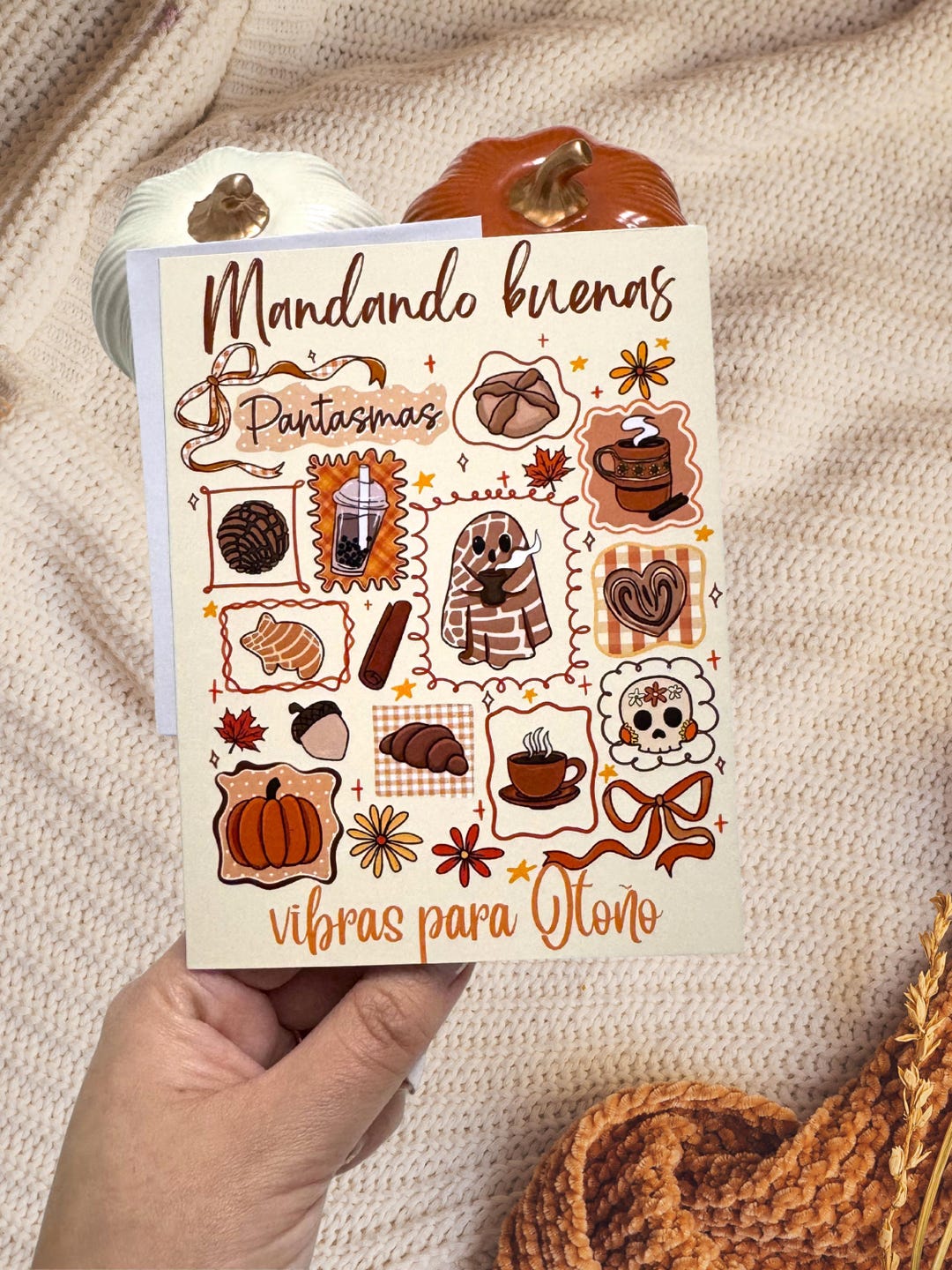 Mandando Buenas Vibras Para Otoño Card, Tarjeta De Otoño En Español ...