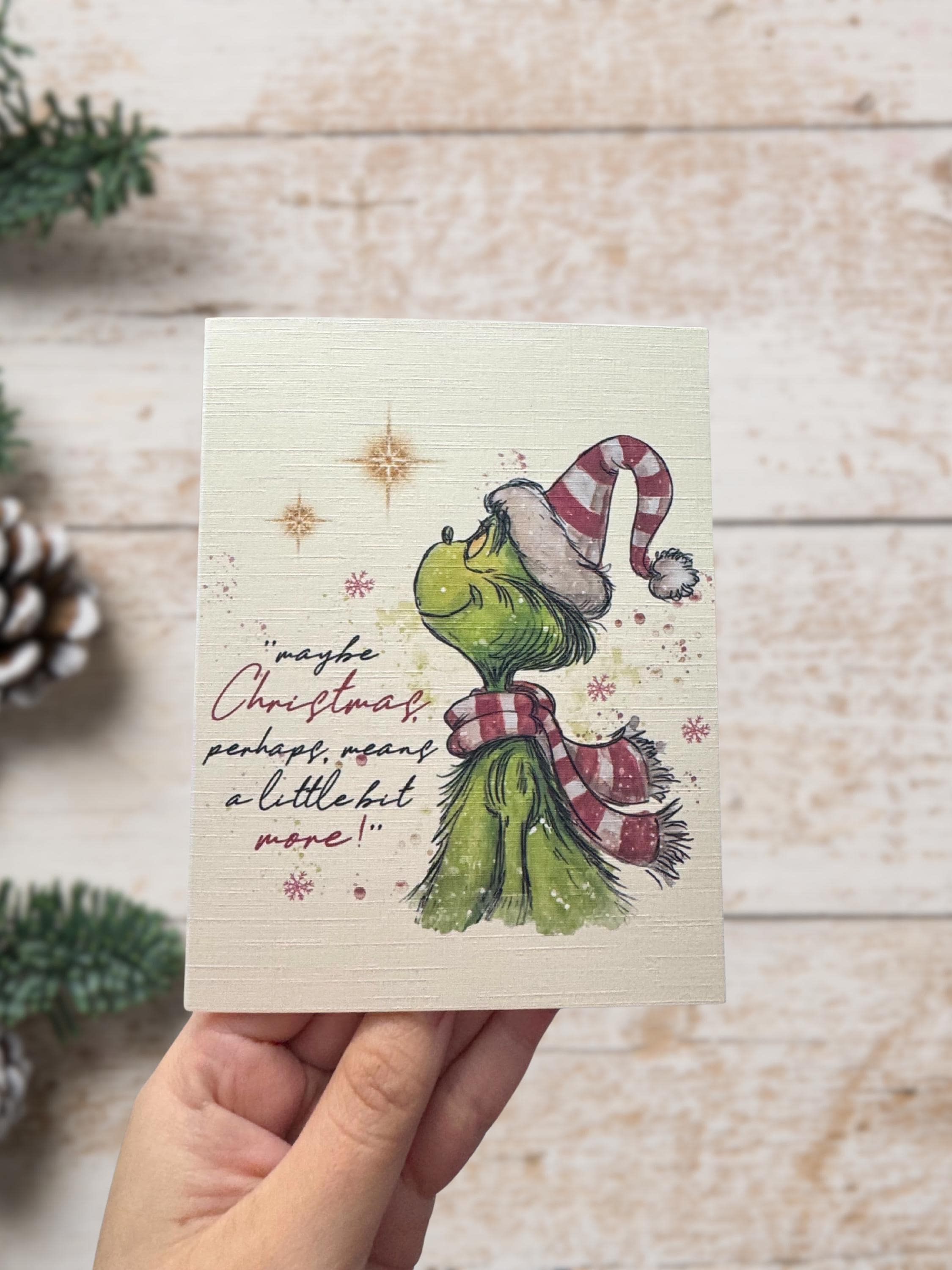 Grinch Christmas Card, Grinch Holiday Card, Linen A2 Card - Etsy