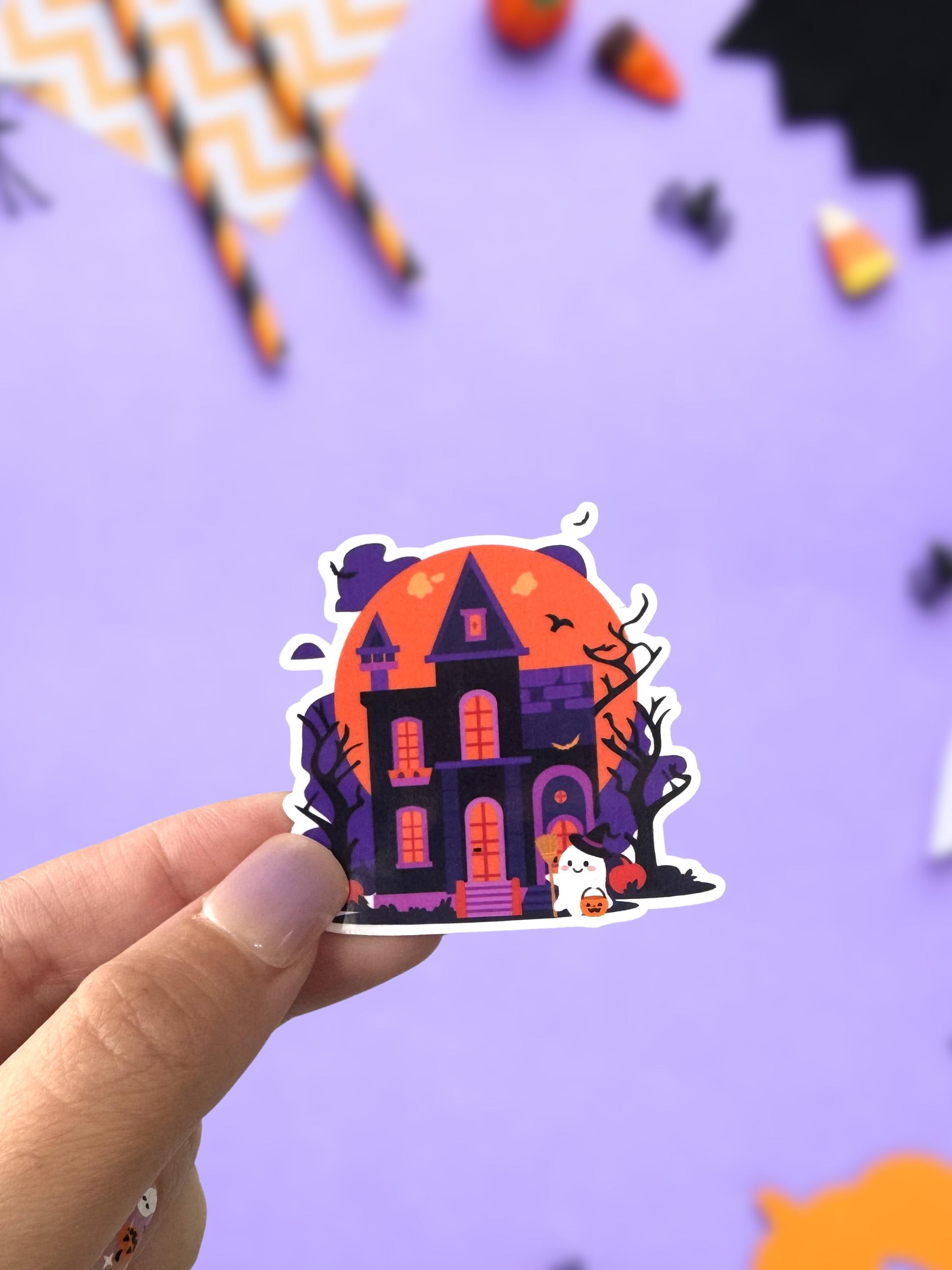 Haunted House Ghost Sticker, Cute Spooky Halloween Sticker - Etsy