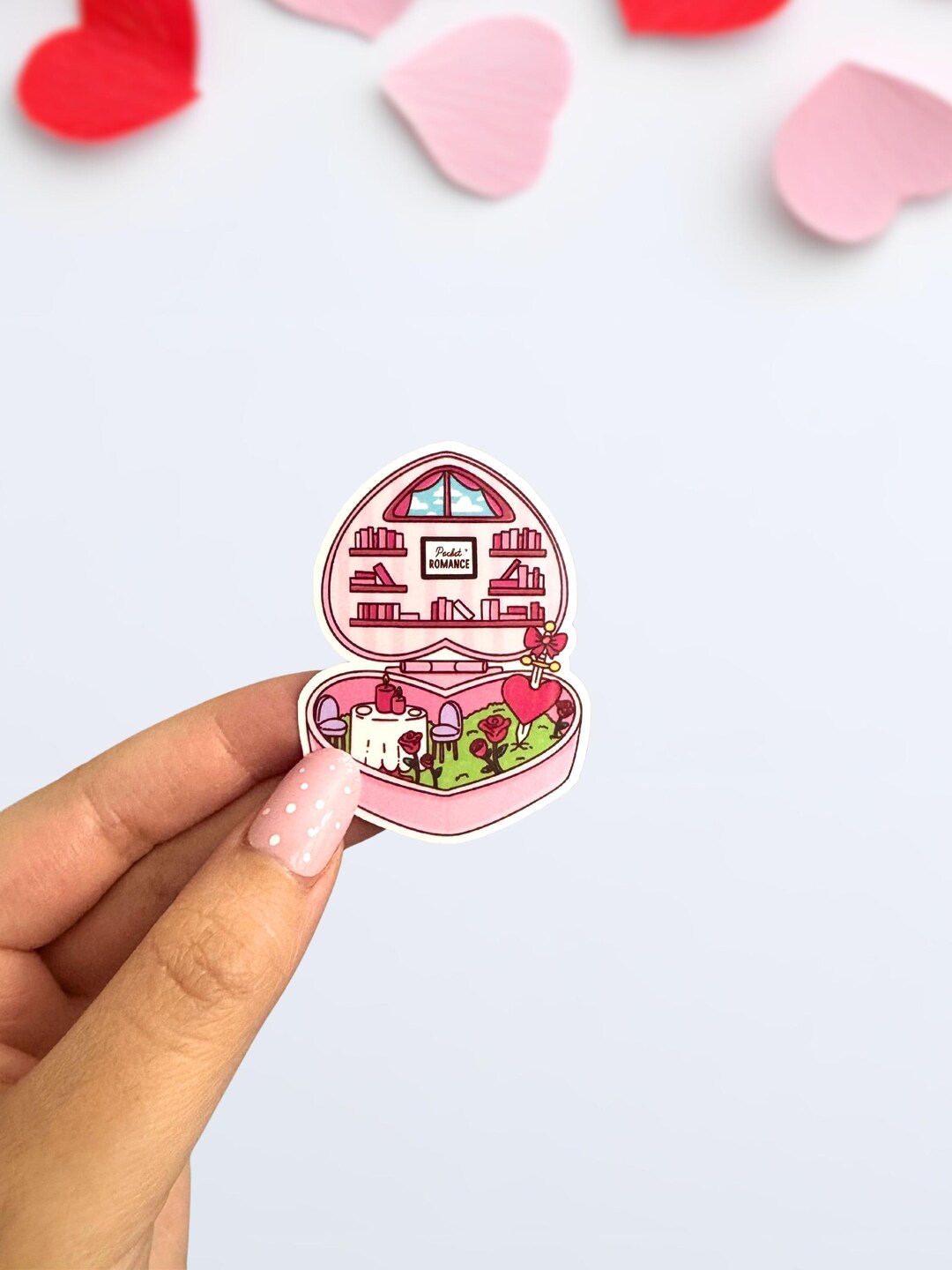 Pocket Romance Sticker, Heart Locket Bookish Valentine Sticker, Bookish ...