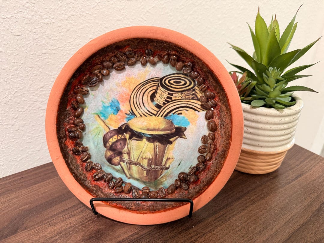 Tambora Handcrafted Colombian Plate With Real Coffee Beans- Plato De ...