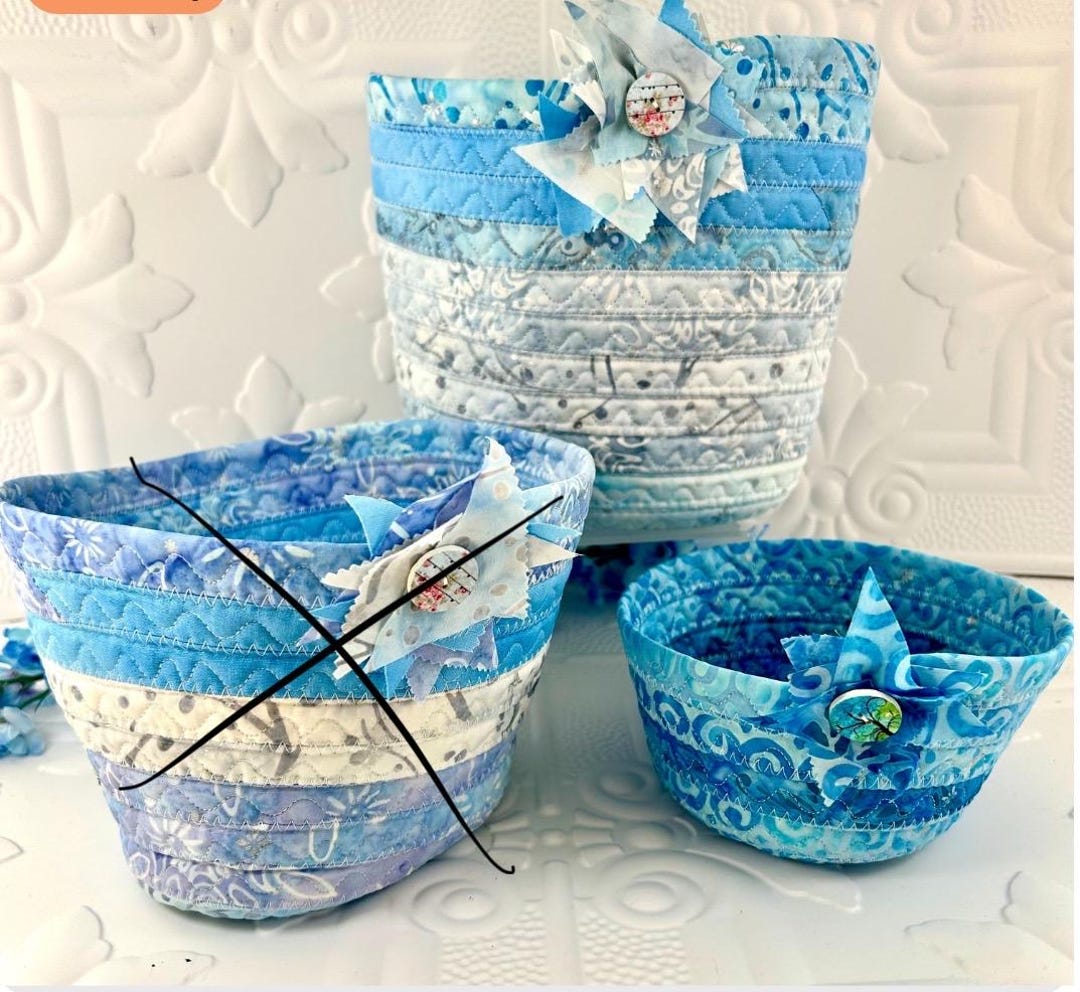 Handmade Jelly Roll Fabric Basket, Baby Gift, Striped Bowl - Etsy
