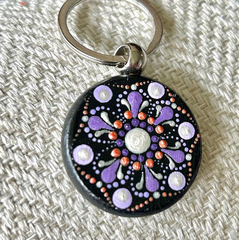 Mandala Art Keychains, 1.5" Hand Painted, Dot Art, Dot Mandala - Etsy