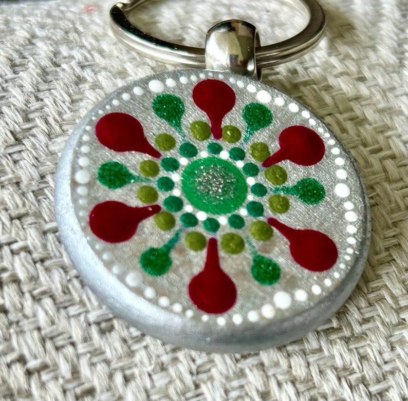 Mandala Art Keychains, 1.5" Hand Painted, Dot Art, Dot Mandala - Etsy