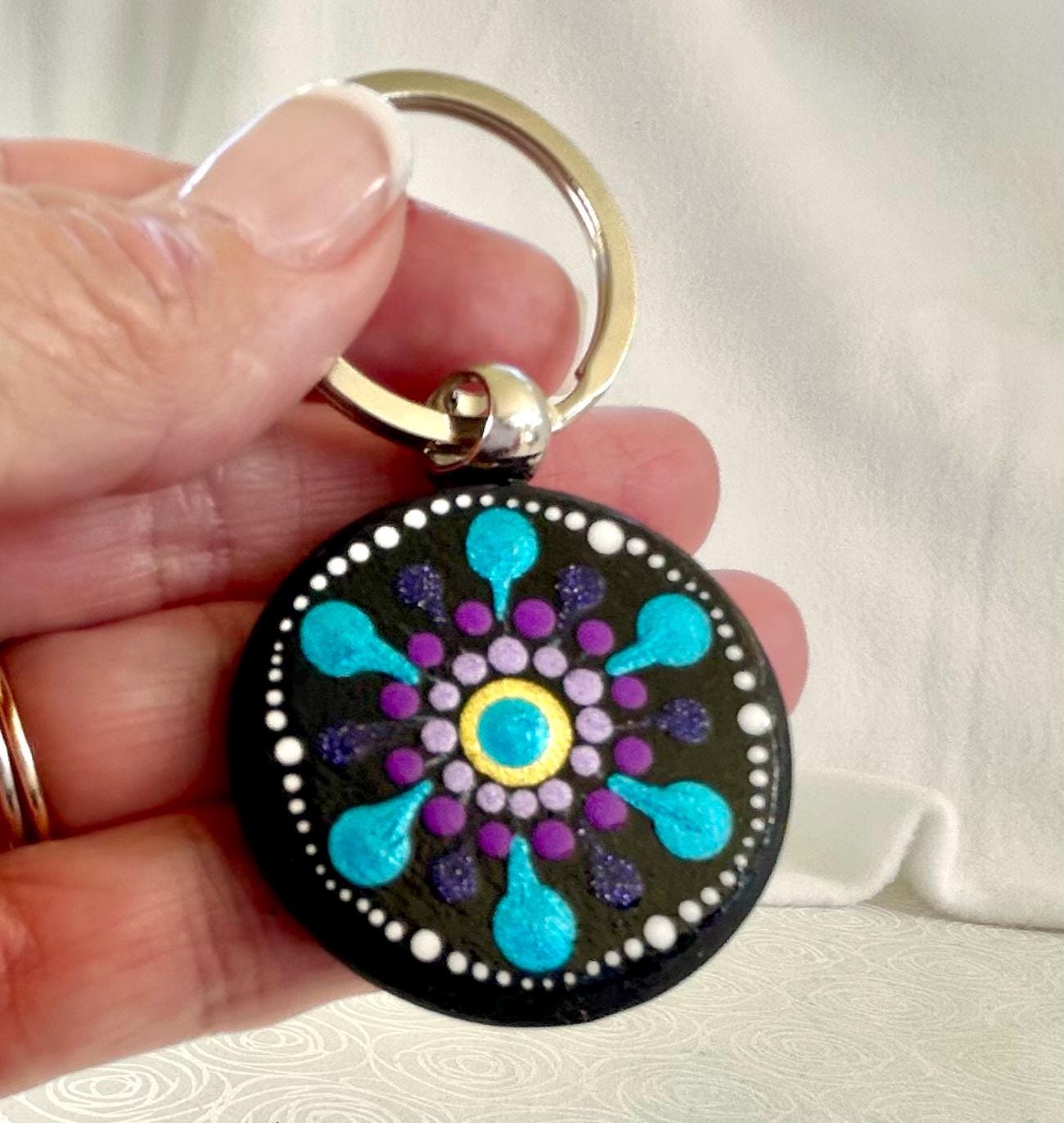 Mandala Art Keychains, 1.5" Hand Painted, Dot Art, Dot Mandala - Etsy