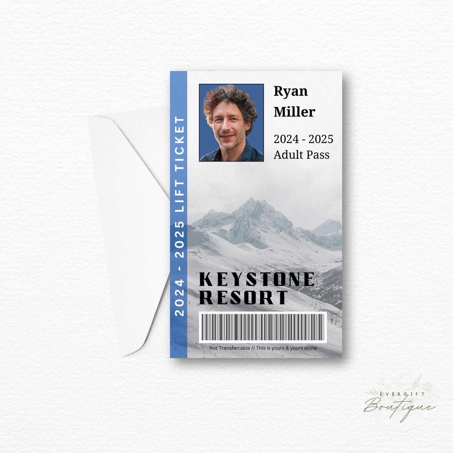 Customizable Ski Lift Ticket Template – Editable Season Pass Gift ...