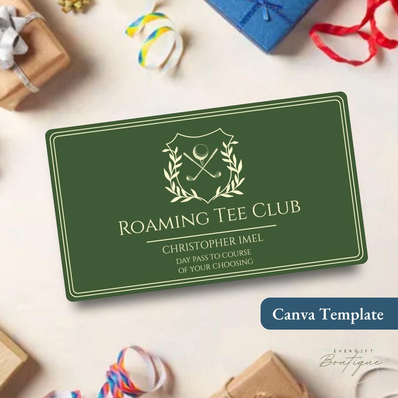 Customizable Golf Gift Template – Editable Tee Time Gift Card, Digital ...