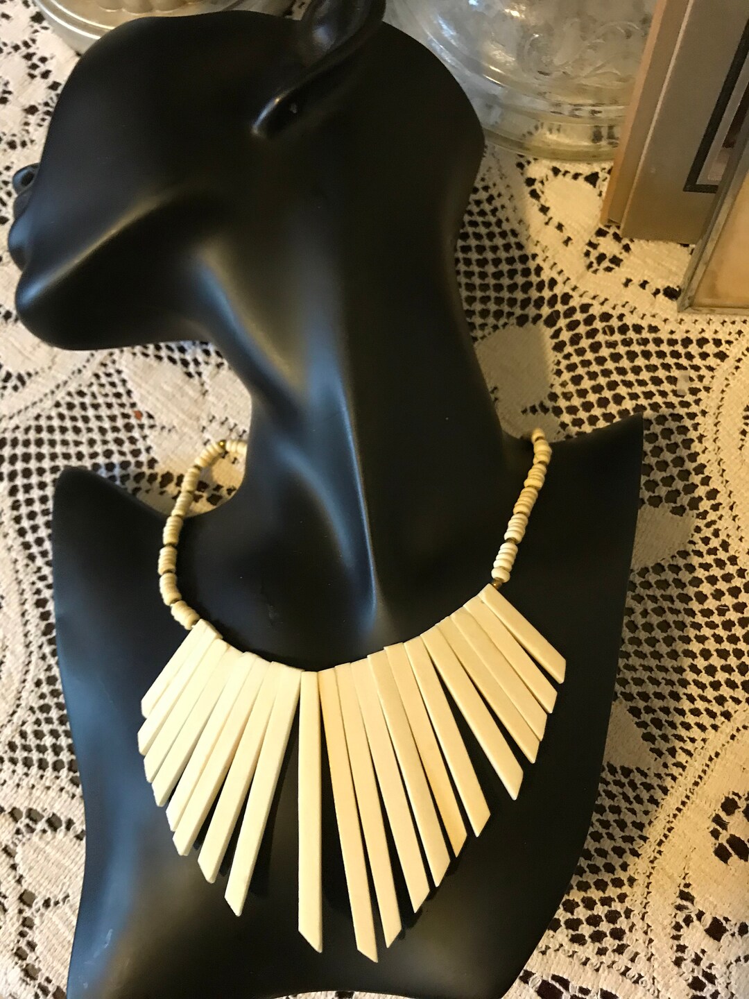 Bold Vintage 70s off White Lucite Spikes Bib Beach Ladies - Etsy