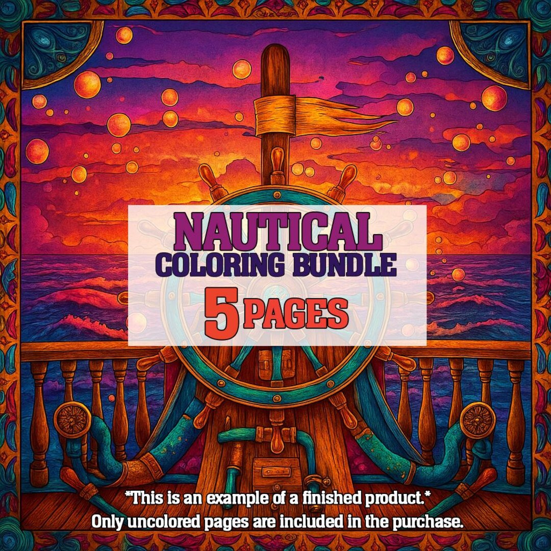 5 Nautical Coloring Pages for Adults (DIGITAL DOWNLOAD) - Etsy