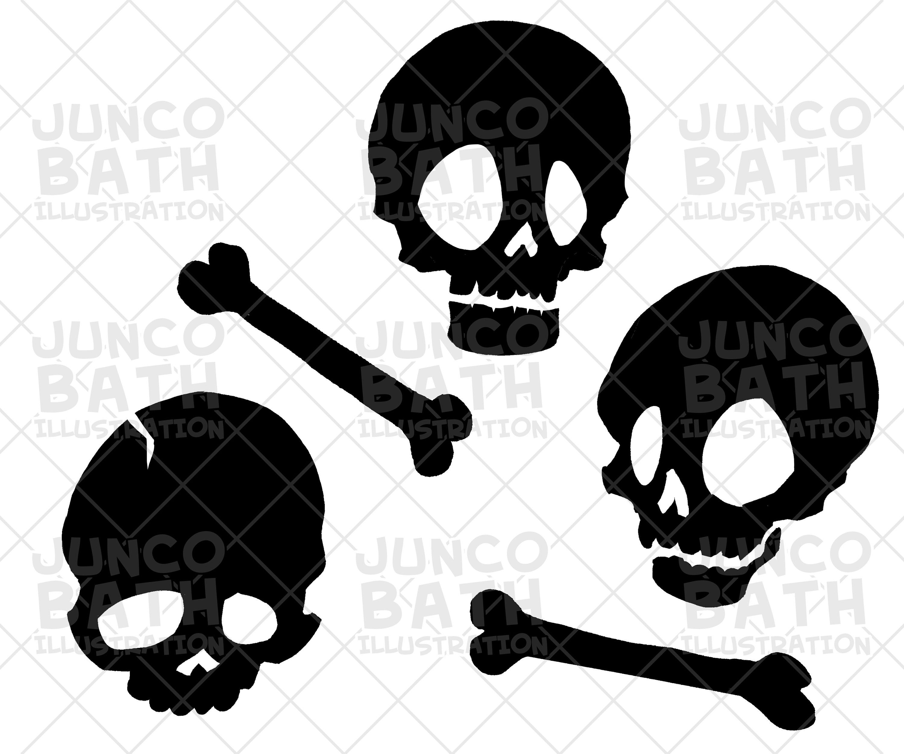 Cute Skulls SVG Vector Instant Digital Download Cricut Cut File Eps Png Jpg Halloween Bones ...