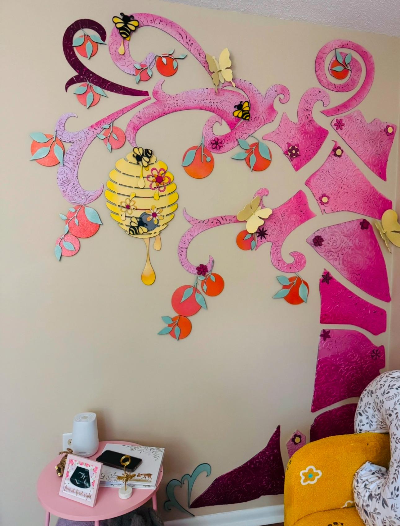 Wood Beehive Wall Decor. Nursery Wall Decor. Kids Room Behive With Bees ...