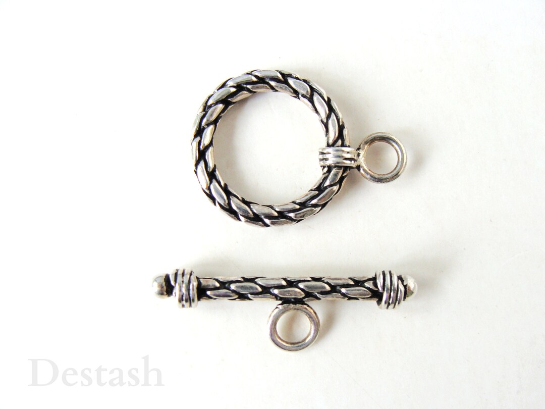 Toggle Clasp, Sterling Silver Toggle Clasp, Rope Textured, Destash ...