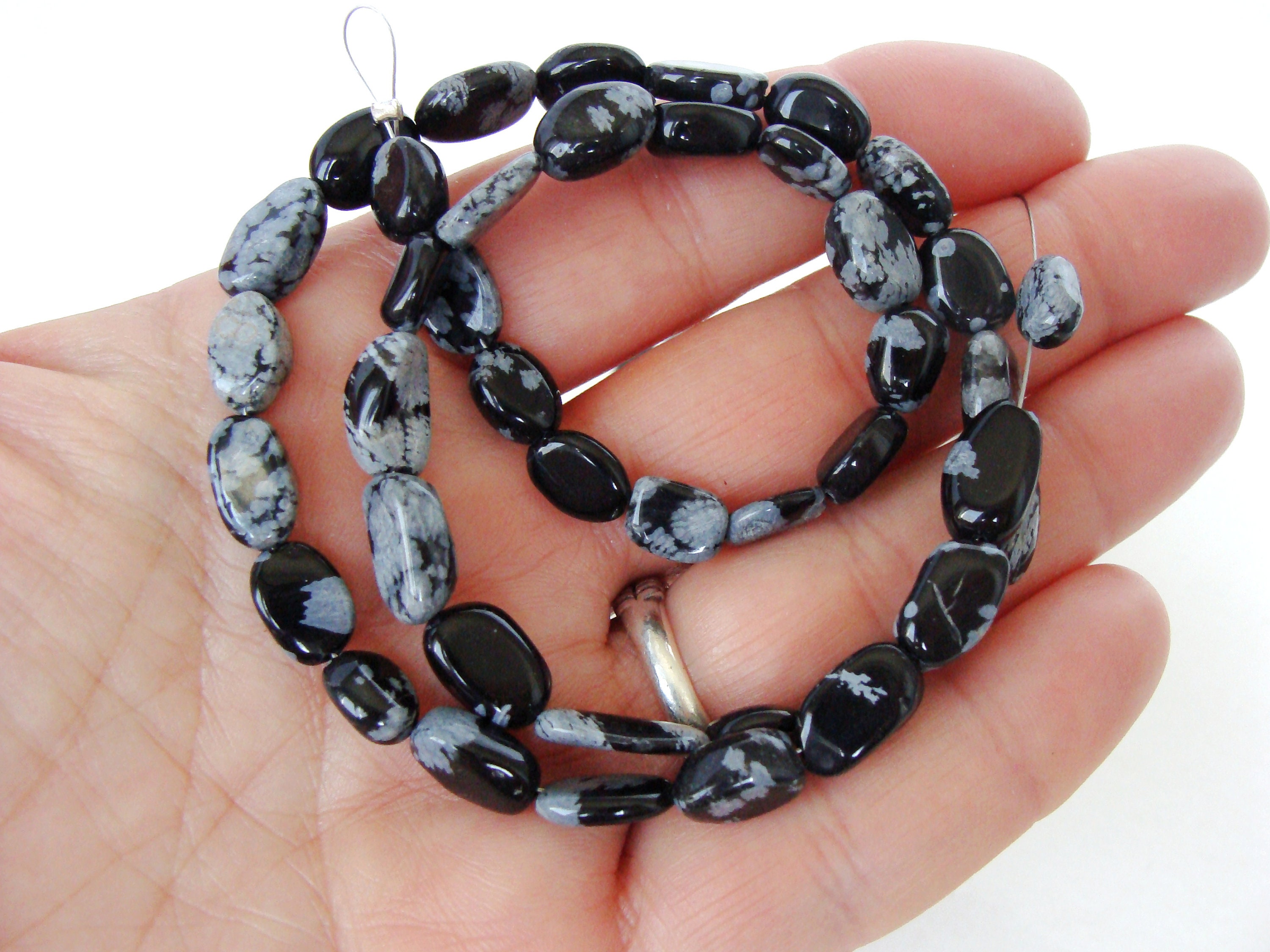 Snowflake Obsidian Obsidian Beads Oval Nugget 2 Full - Etsy