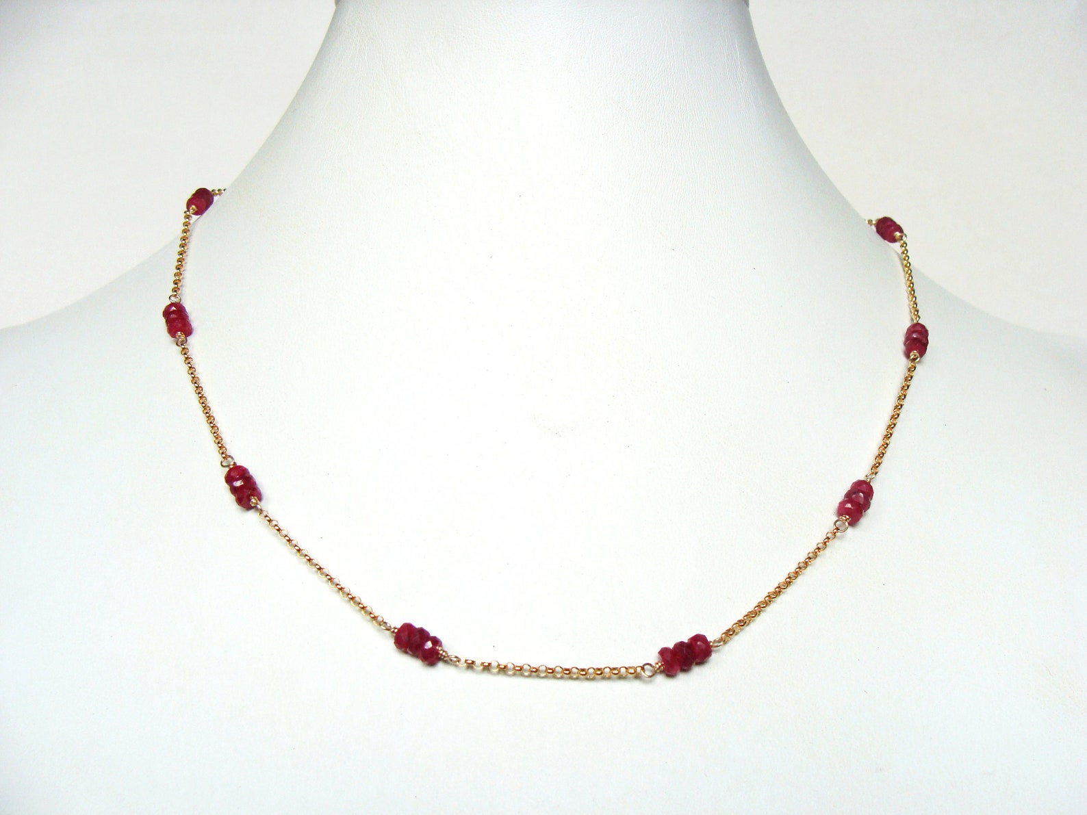 Ruby chain gold ruby necklace station chain goldfill | Etsy