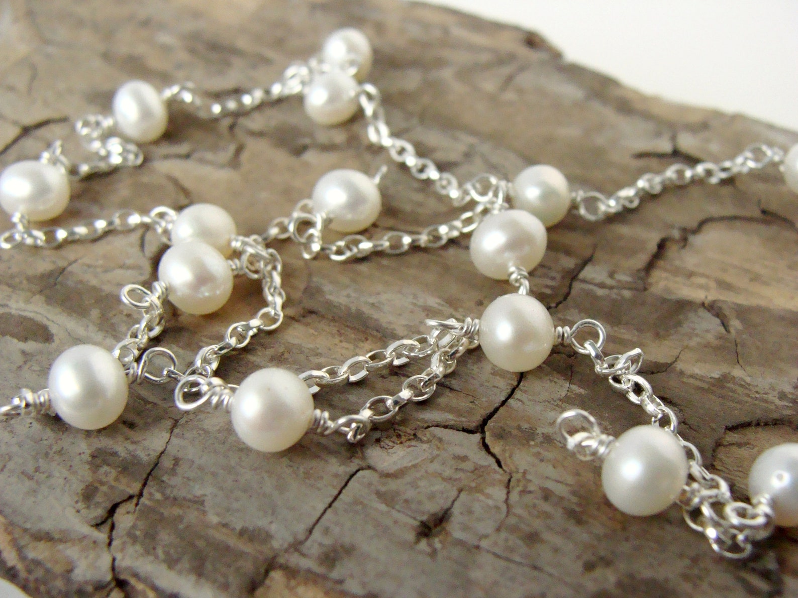 Pearl Chain Dainty Pearl Necklace 5mm Freshwater Pearls | Etsy