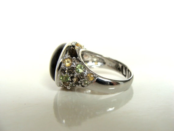 Vintage smoky quartz statement ring, sterling silver … - Gem