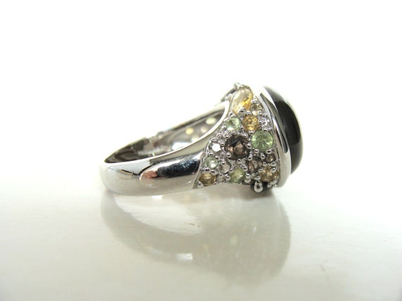 Vintage smoky quartz statement ring, sterling silver … - Gem