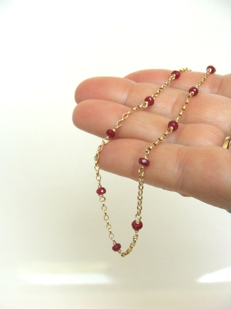 Gold Ruby Anklet Dainty Red Gemstone 14k Goldfill Dainty | Etsy