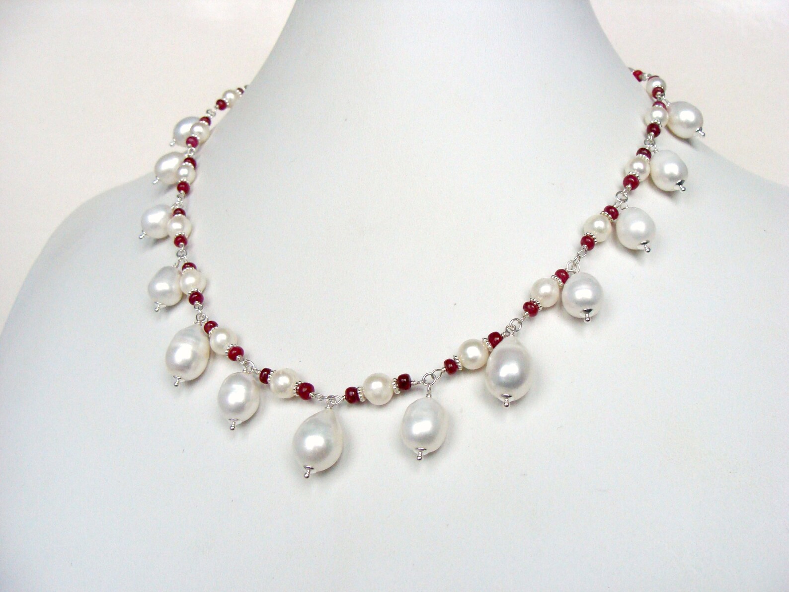 Pearl Ruby Necklace Opulent Elegant Collar Necklace Genuine - Etsy