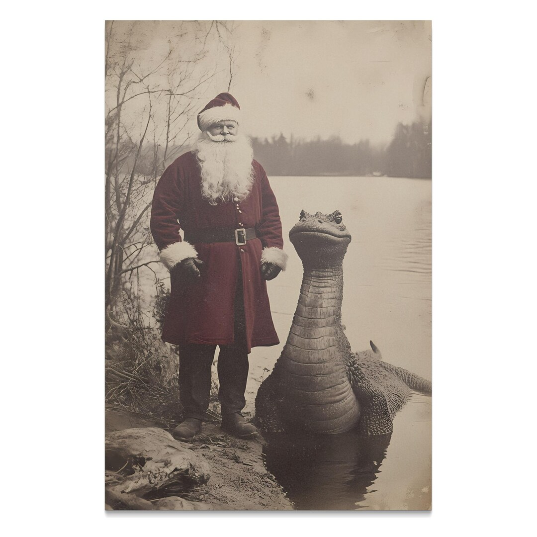 Santa and Nessie Premium Matte/glossy Paper Poster, Victorian Vintage ...