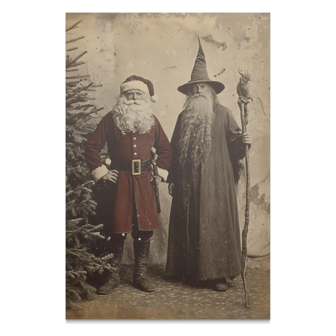 Santa and Gandalf Premium Matte/glossy Paper Poster, Victorian Vintage ...
