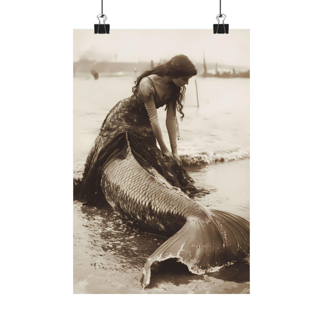 Beached Mermaid Premium Matte Paper Poster, Victorian Vintage, Gothic ...