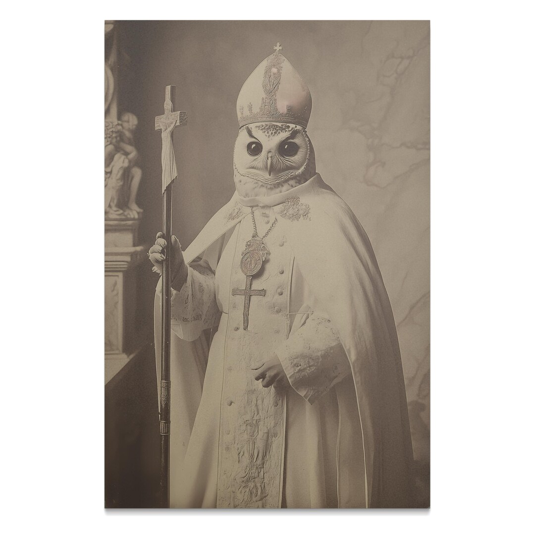 Owl Pope Premium Matte/glossy Paper Poster, Victorian Vintage, Spoof ...