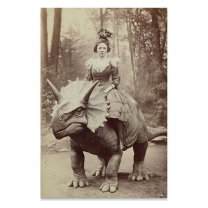 Triceratops Rider Premium Matte/glossy Paper Poster, Victorian Vintage ...