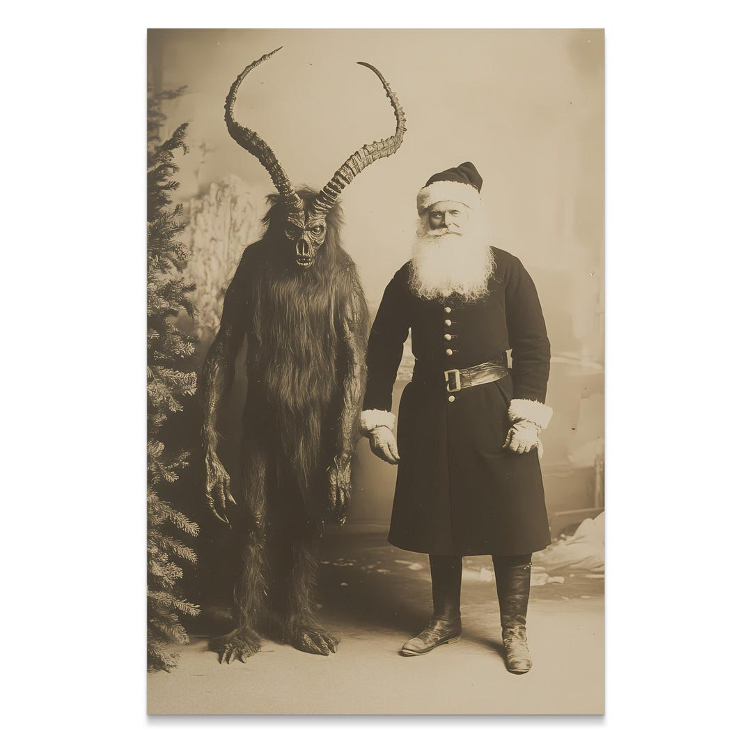 Santa and Krampus Premium Matte/glossy Paper Poster, Victorian Vintage ...