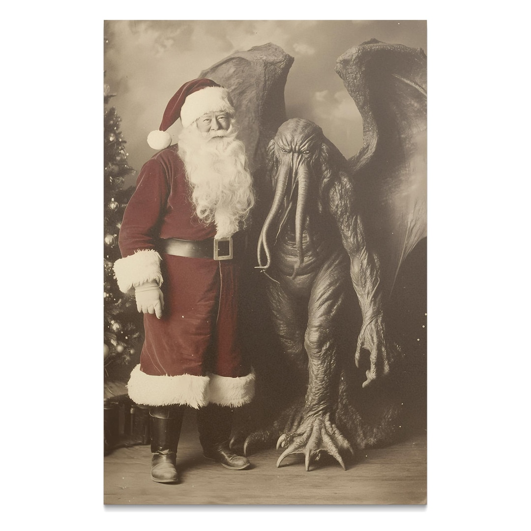 Santa and Cthulhu Premium Matte/glossy Paper Poster, Victorian Vintage ...
