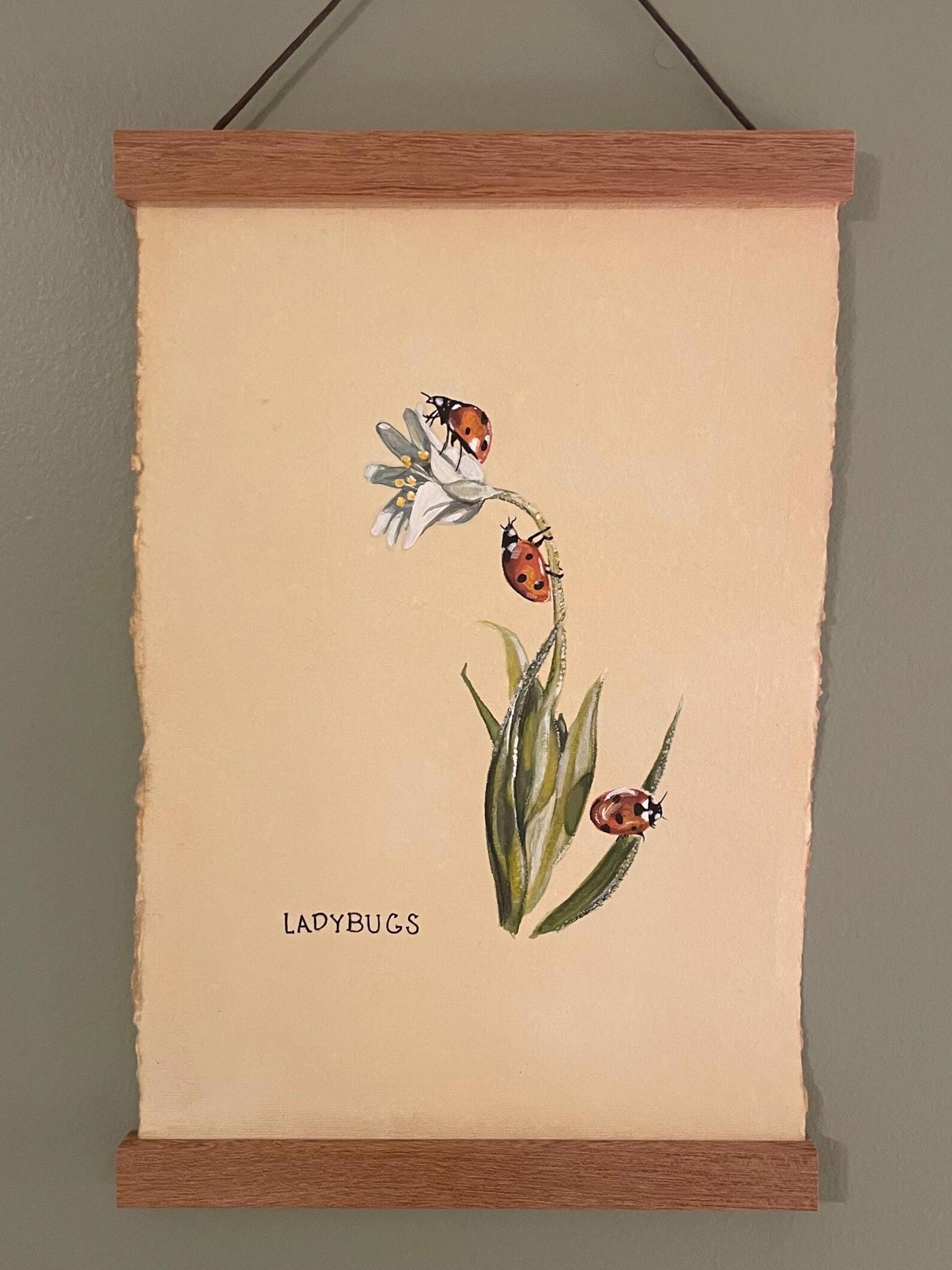 Watercolor Painting of Lady Bugs on a Flower - Etsy