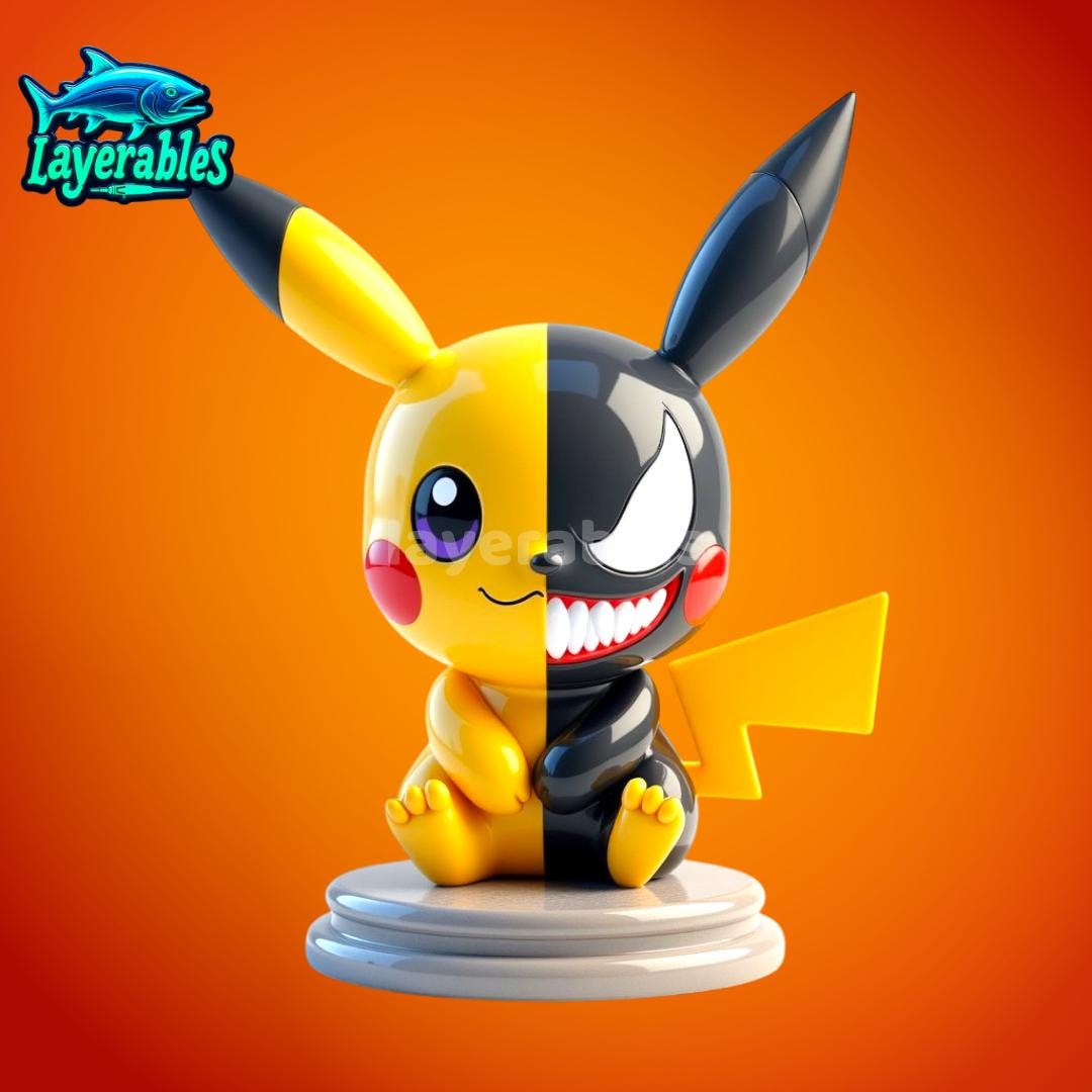 Chibi Venom Pikachu 3D Printable STL File Evil & Cute Fusion Pokémon ...