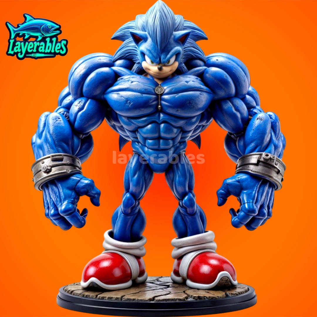 Hyper Muscular Sonic 3D Printable STL | Unique Sonic Fan Art ...