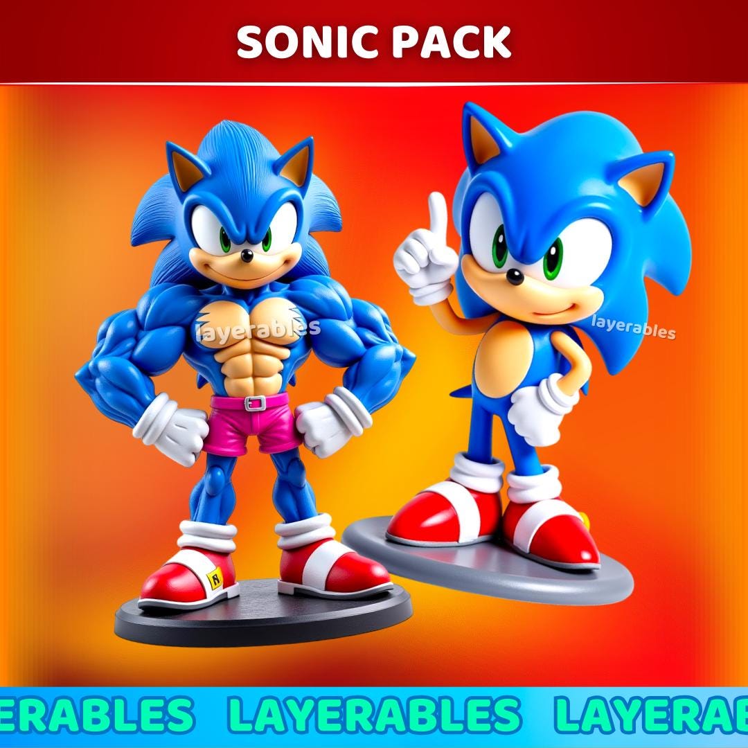Sonic 3D Printer Model Pack - STL File Bundle - Classic & Muscle Sonic ...