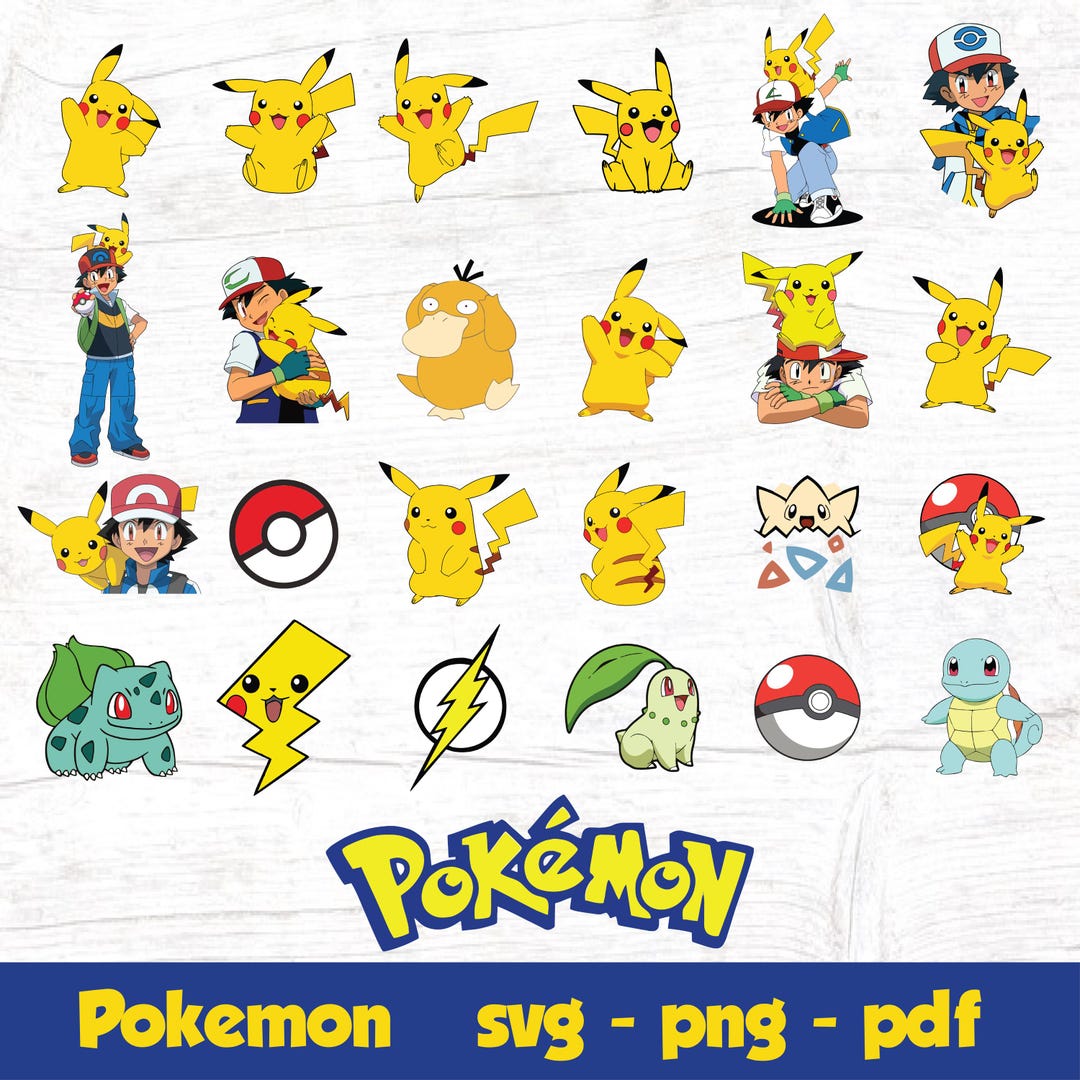 Pokemon SVG Bundle, Pokemon Font Svg, Pikachu Svg Files for Cricut and ...