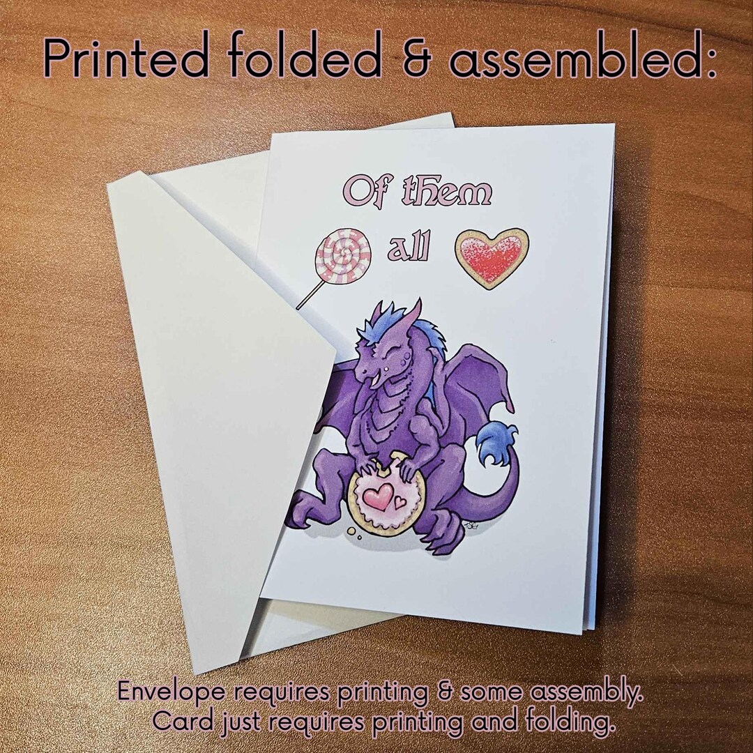Printable Cute Dragon Valentines Day Card With Envelope Template Last ...