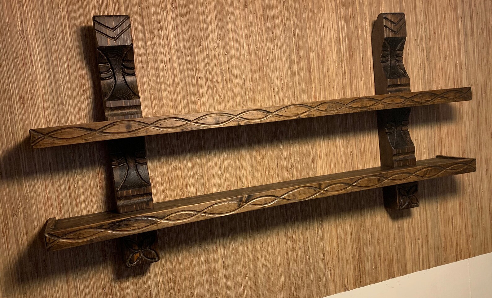 Witco Style Carved Wood Tiki Shelf Display Wall Unit - Etsy