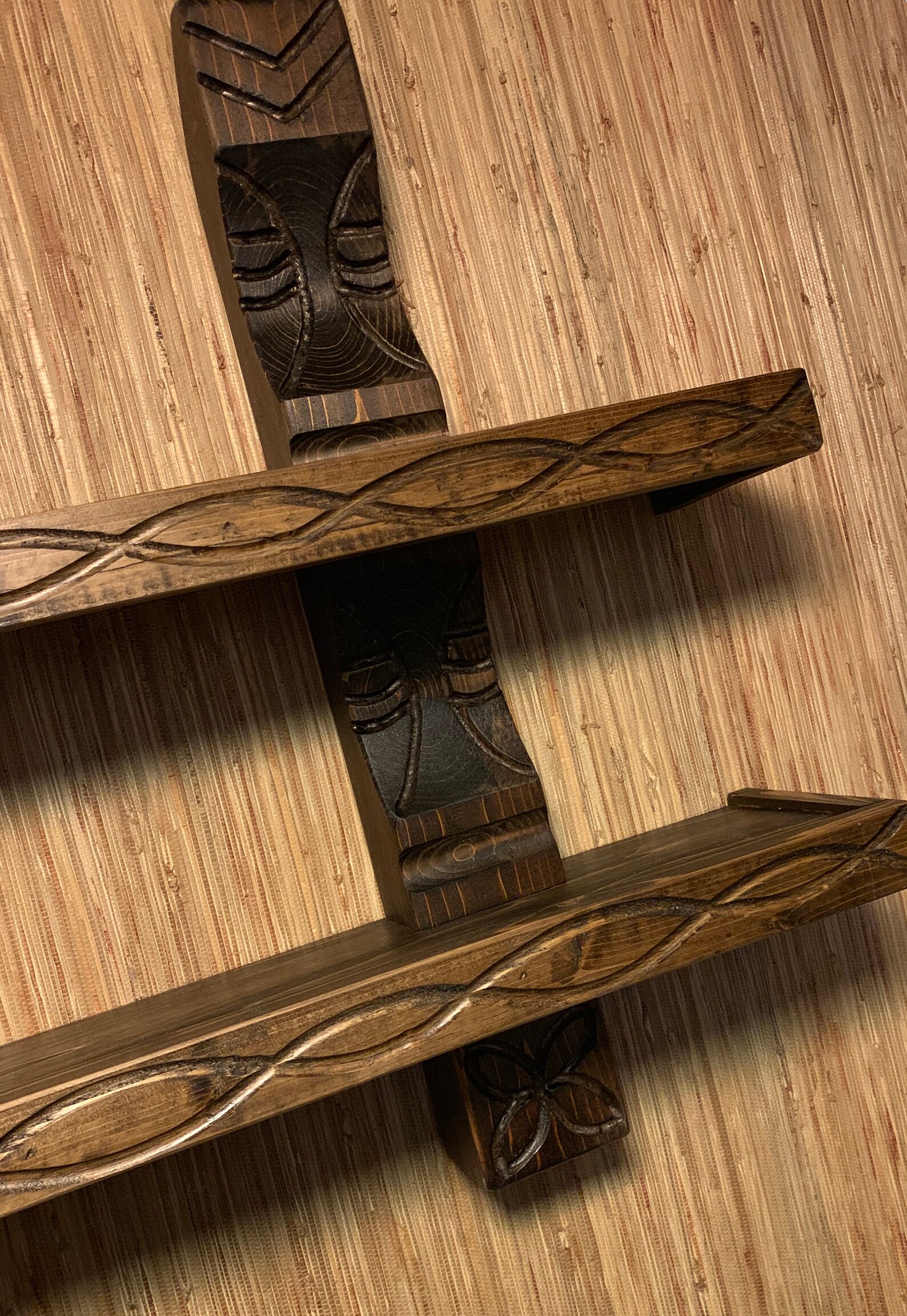 Witco Style Carved Wood Tiki Shelf Display Wall Unit - Etsy