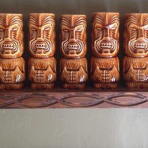 Pair of Witco Style Carved Wood Tiki Mug Shelves - Etsy