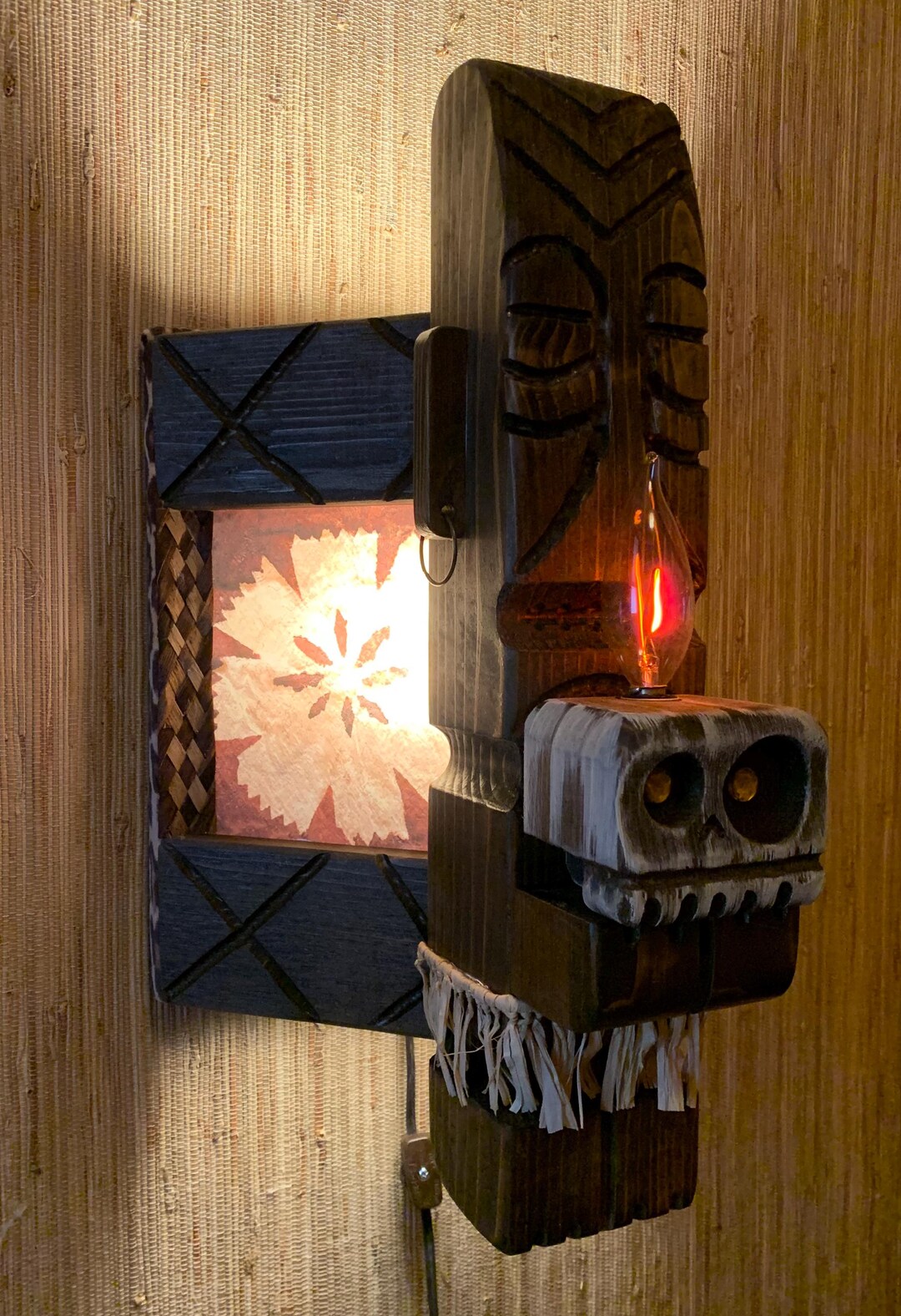 New !!! Witco Style Carved Wood Witch Doctor “ Ritual” Tiki Wall Sconce ...