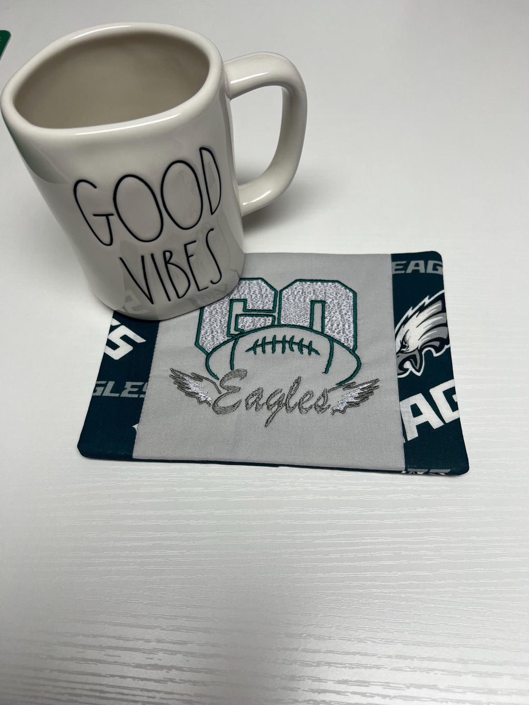 Philadelphia Eagles Football Mug Rug Coaster Hand Crafted Embroidered ...