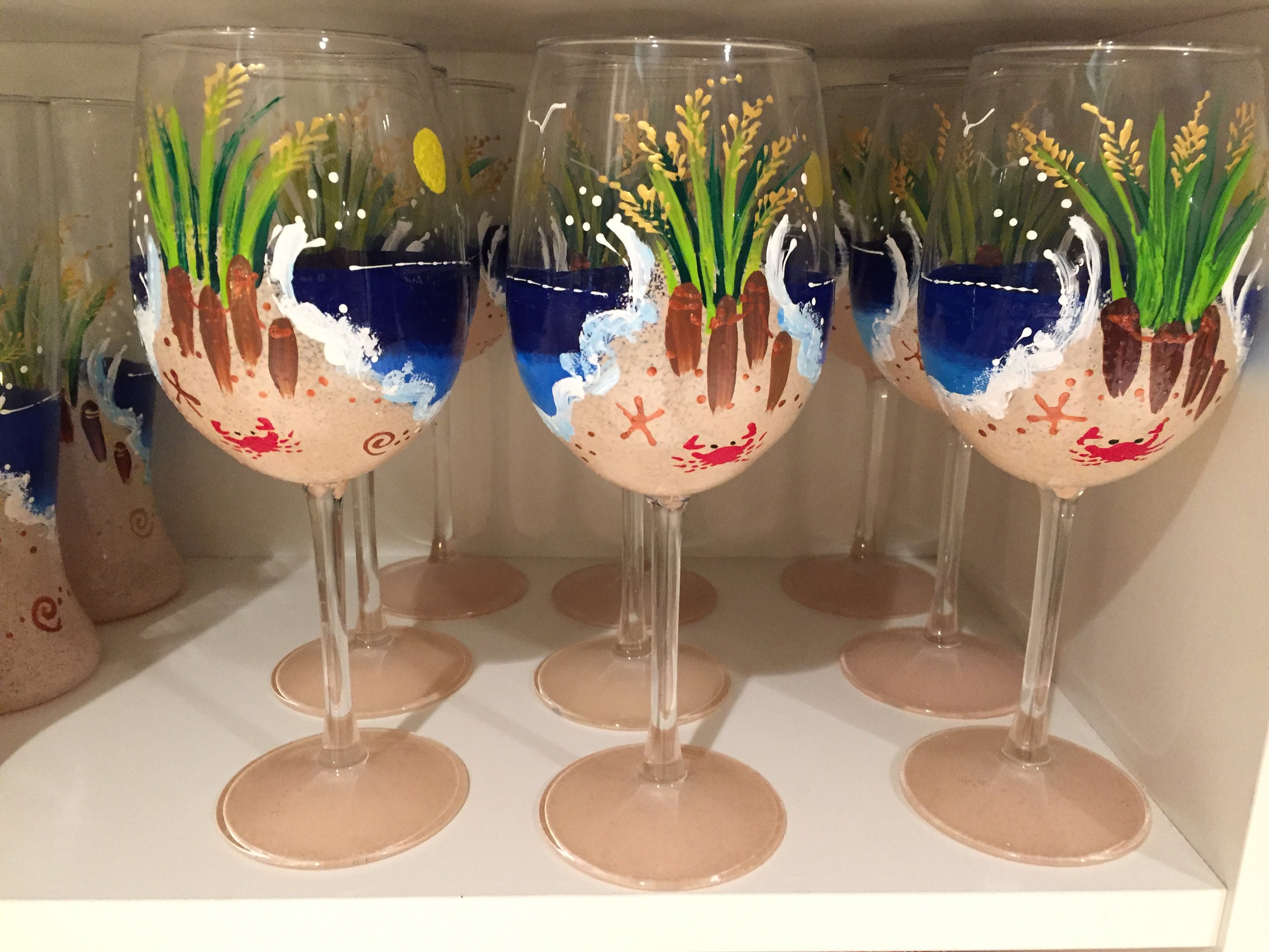 Sandy Beach Hand Painted Glasses (set of 4) - Etsy