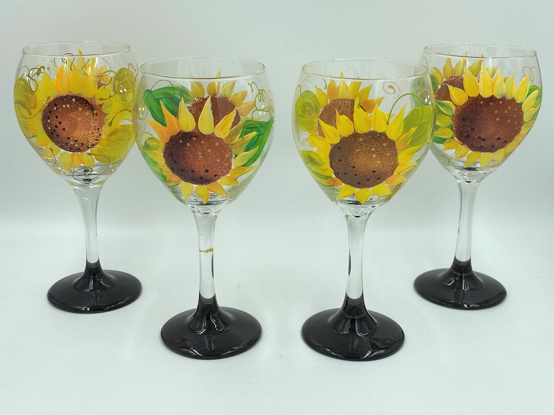 Sunflower Glasses (set of 4) - Etsy