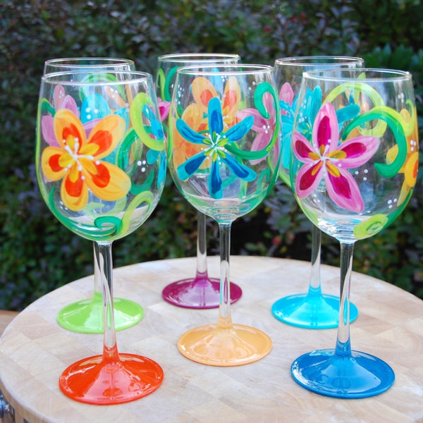 Hand Painted Wine Glasses - Etsy