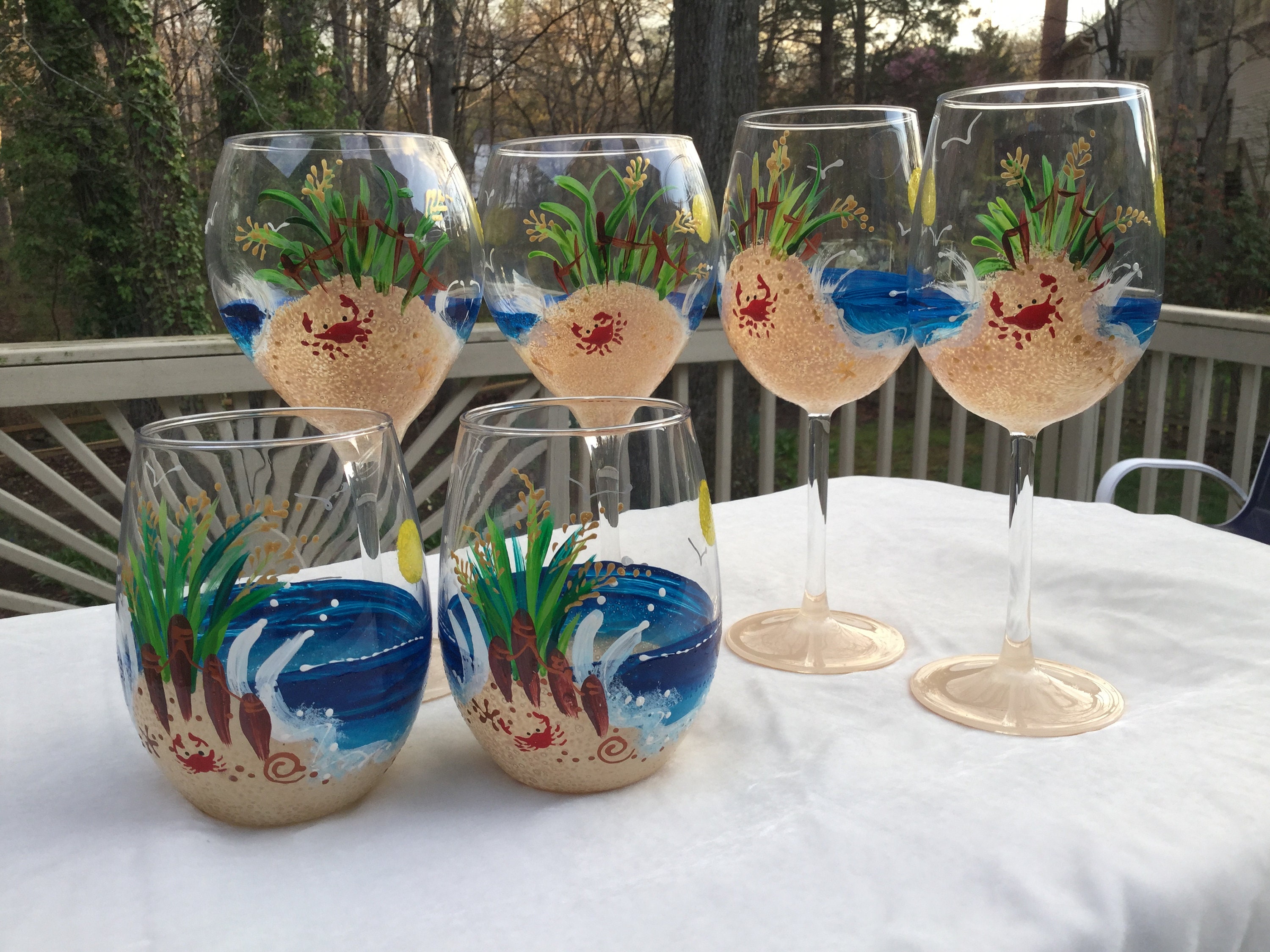 Sandy Beach Hand Painted Glasses (set of 4) - Etsy