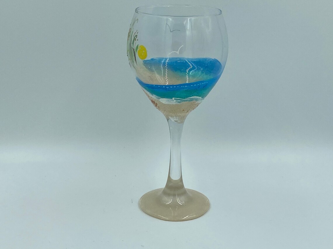 Sandy Beach Hand Painted Glasses set of 4 | Etsy