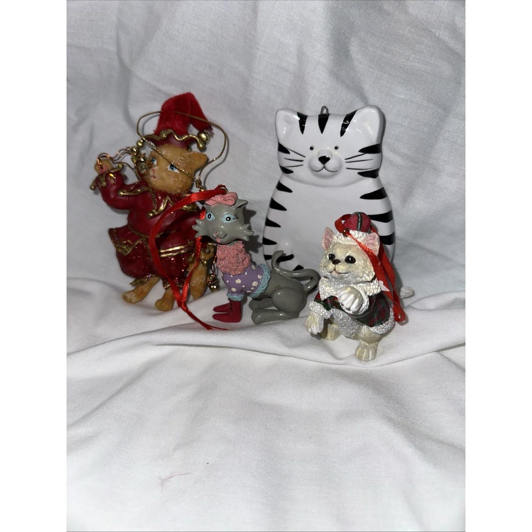 Vintage Cat Ornaments Set of 4 - Etsy