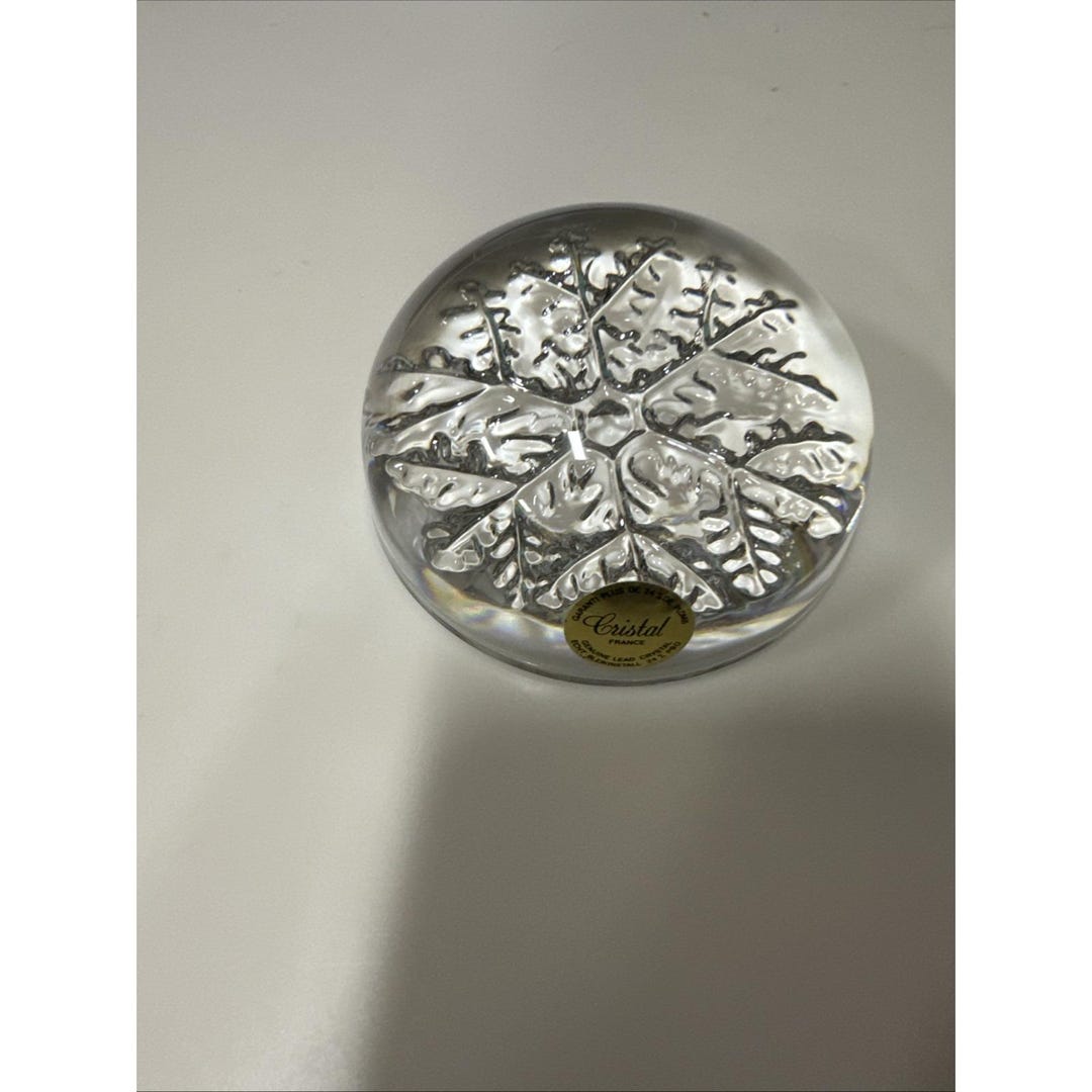 Snowflake Paper Weight Lead Crystal Paperweight Vintage 3.5" Across Art ...