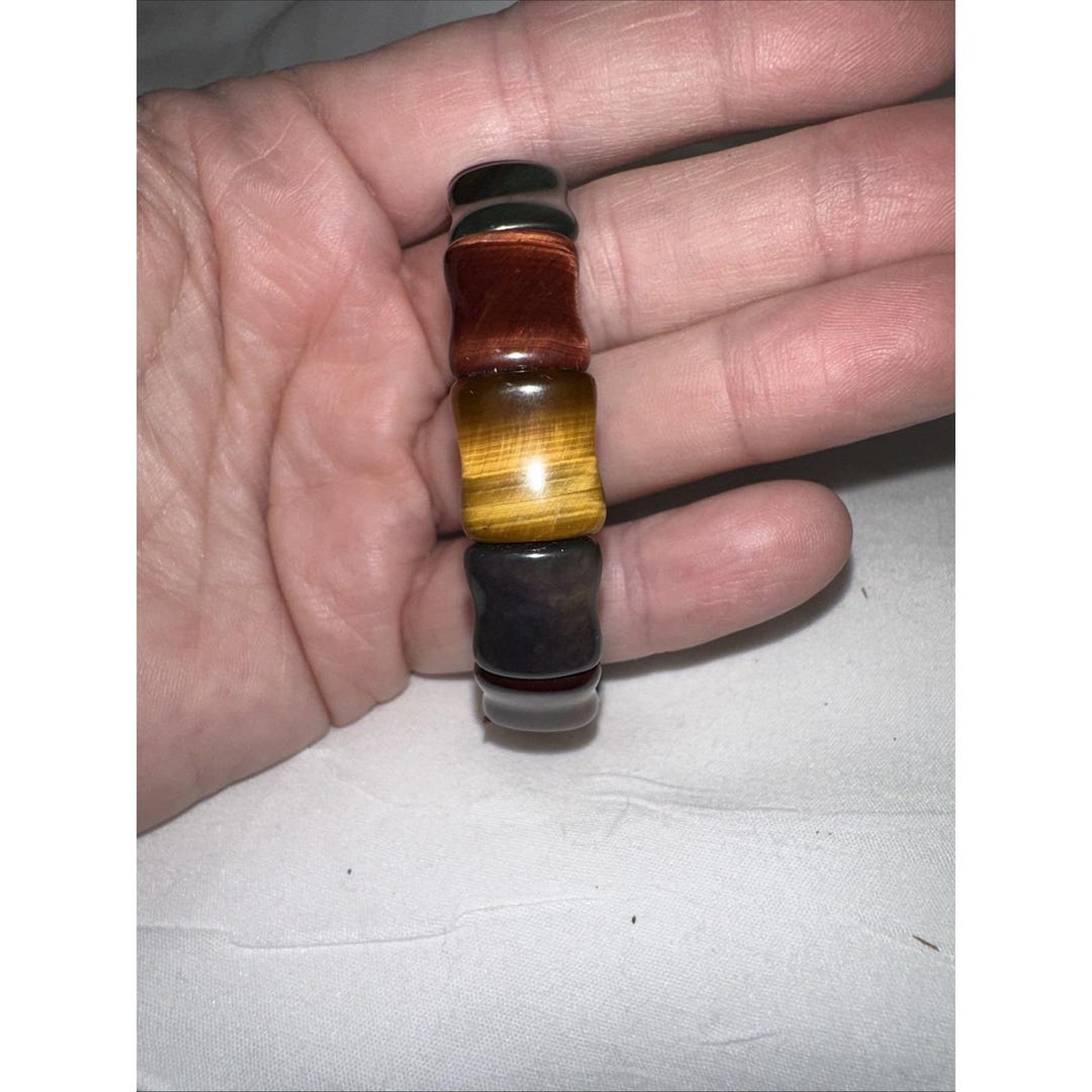 Multi Color Tigers Eye Stretch Bracelet Hawks Eye Red Blue Brown - Etsy