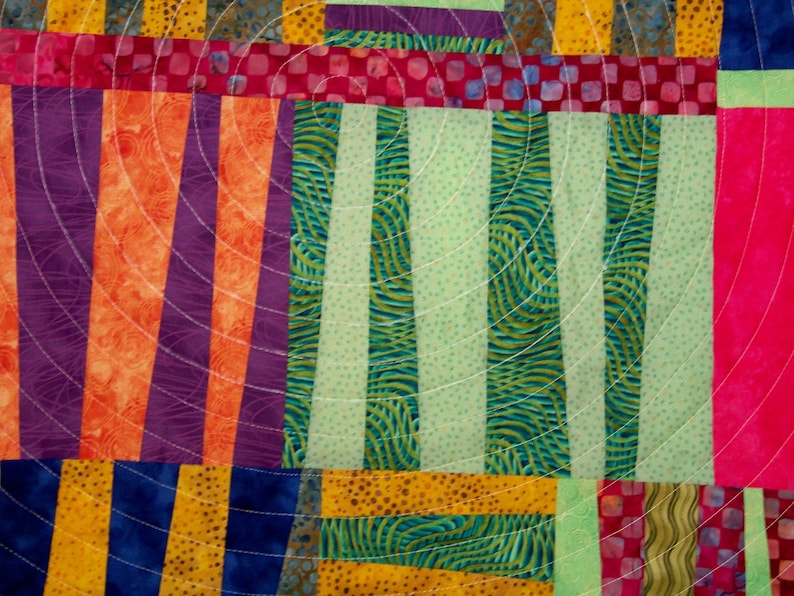 Stripes and Squares Colorful Art Quilt - Etsy